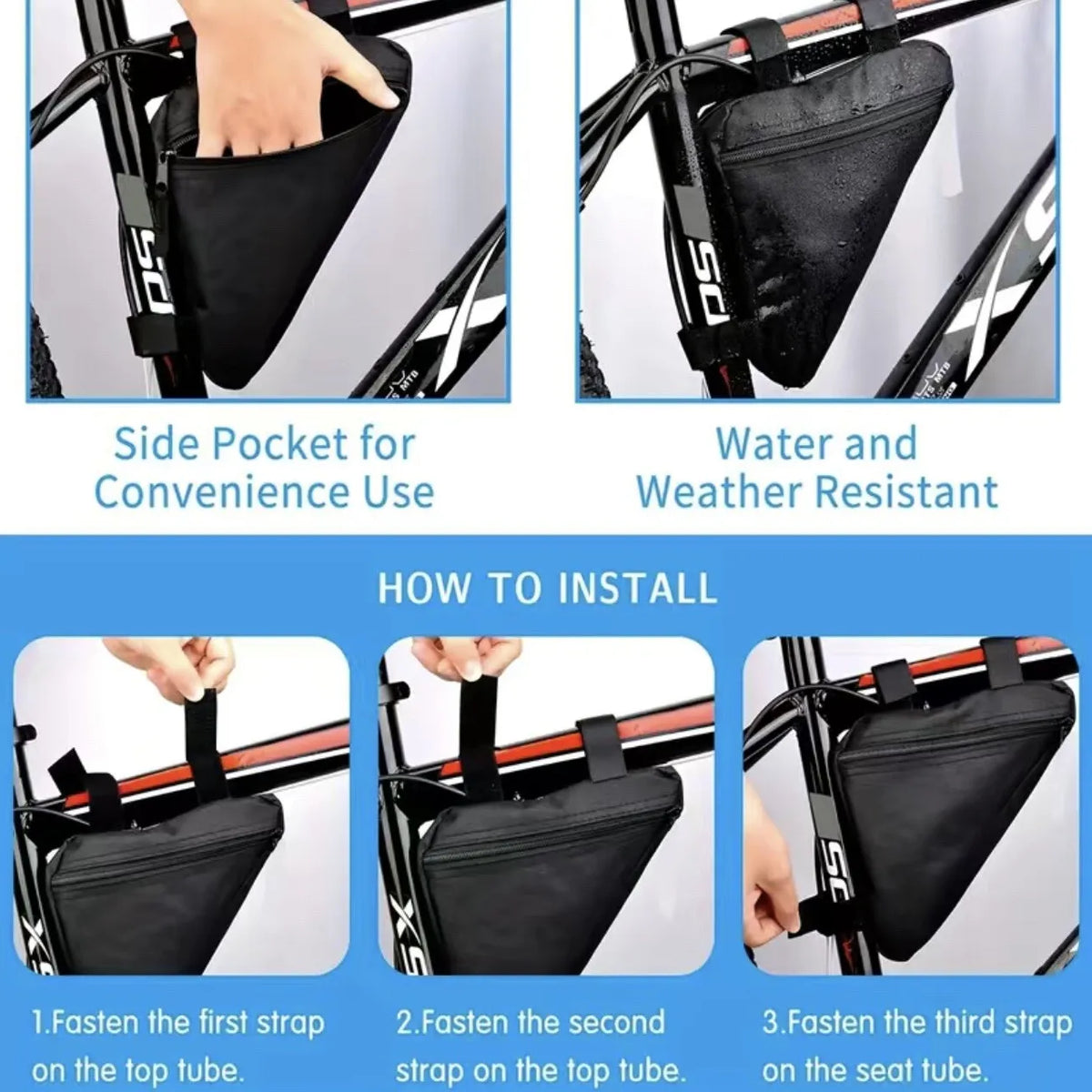 Bike Frame Bag, Triangular Waterproof Frame Bag – Brightside Bike Lights